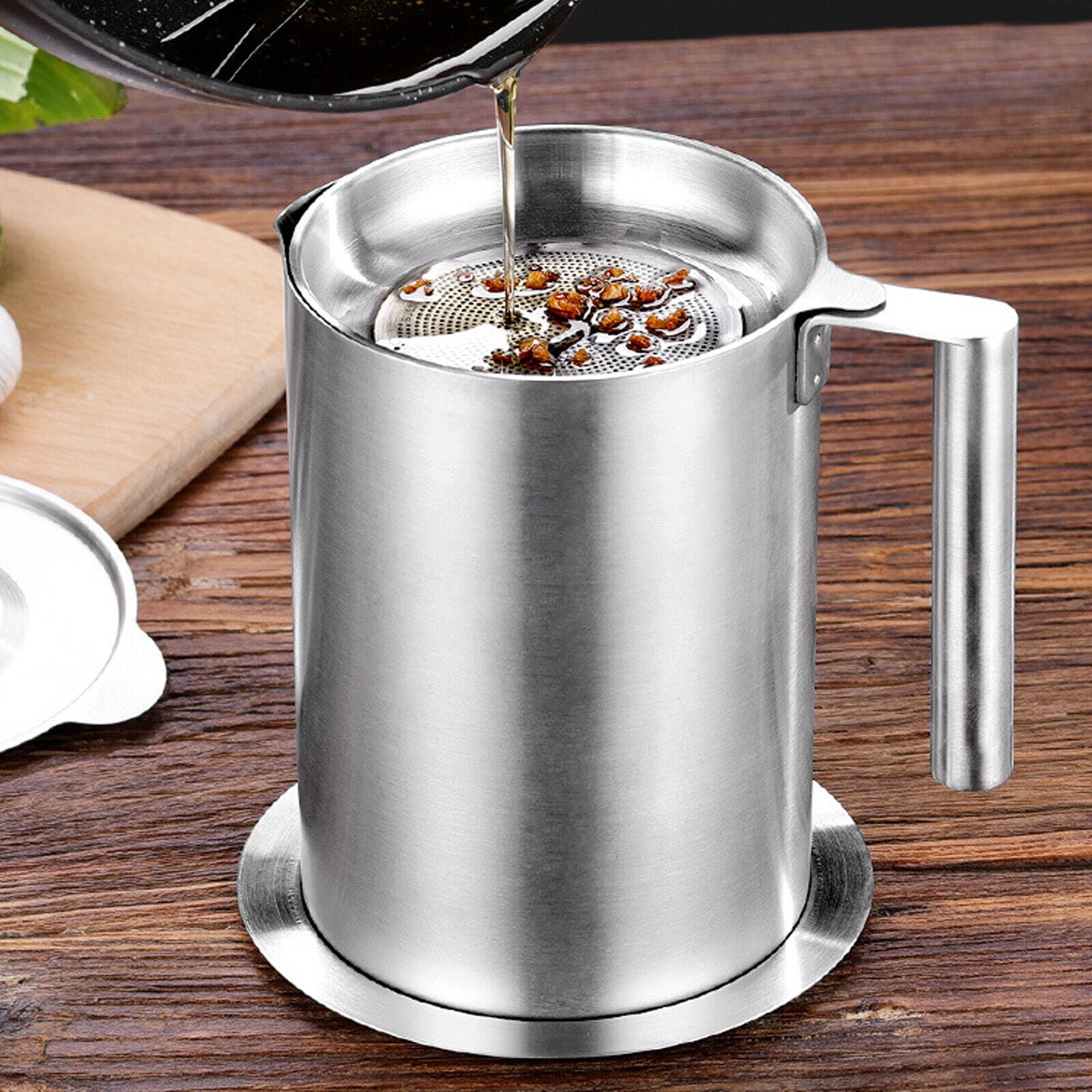 Stainless Steel Oil Filter Pot Cooking Soup Grease Strainer Separator 1 ...