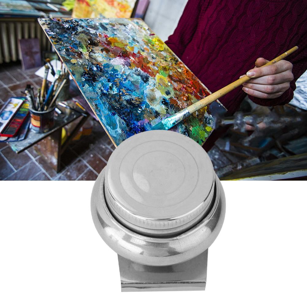 Stainless Steel Oil Painting Cup Double/Single Dipper Palette Container ...