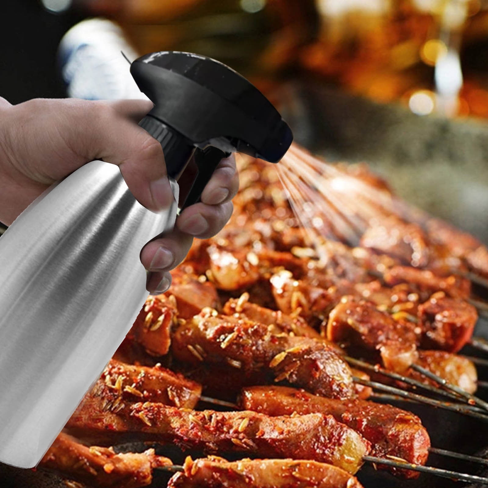 Stainless Steel Oil Spray Bottle, 500ML Kitchen Olive Oil Sprayer ...