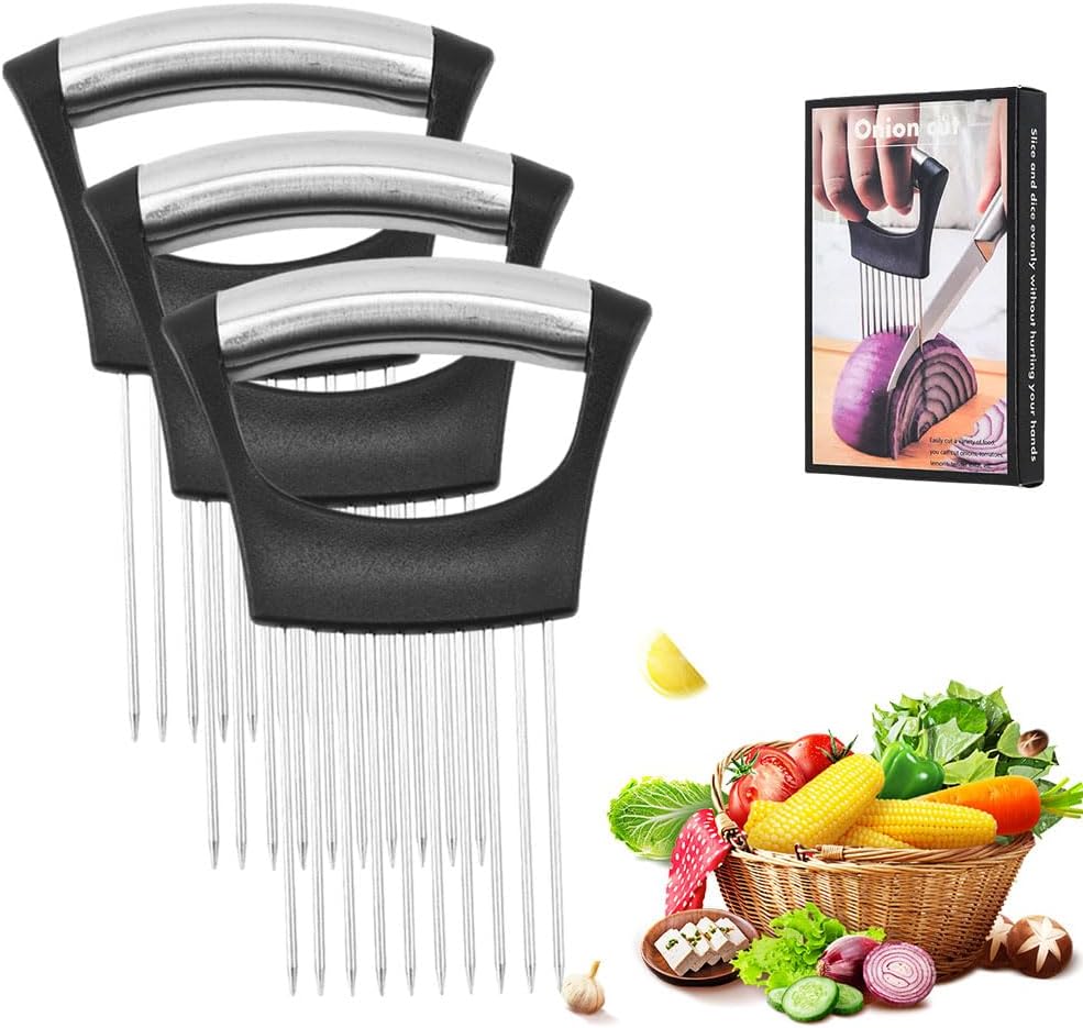 Stainless Steel Onion Slice Holder, 2025 New Onion Holder Onion Cutter ...
