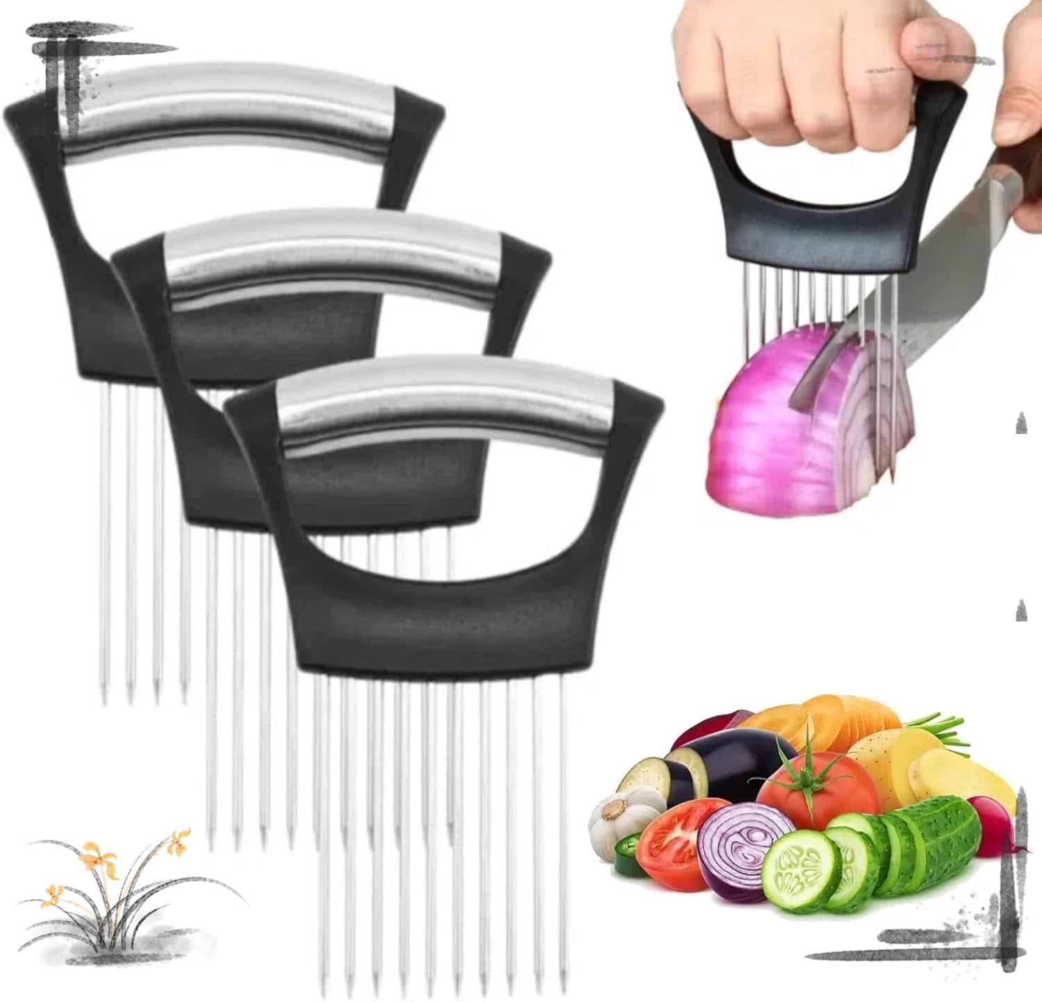 Stainless Steel Onion Slice Holder, 2025 Upgraded Onion Holder for ...