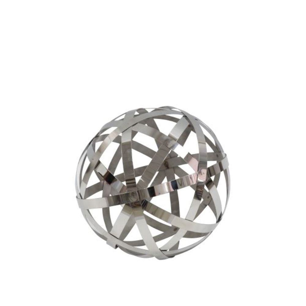 Decmode Industrial 12 Inch Silver Stainless Steel Ring Orb Sculpture ...