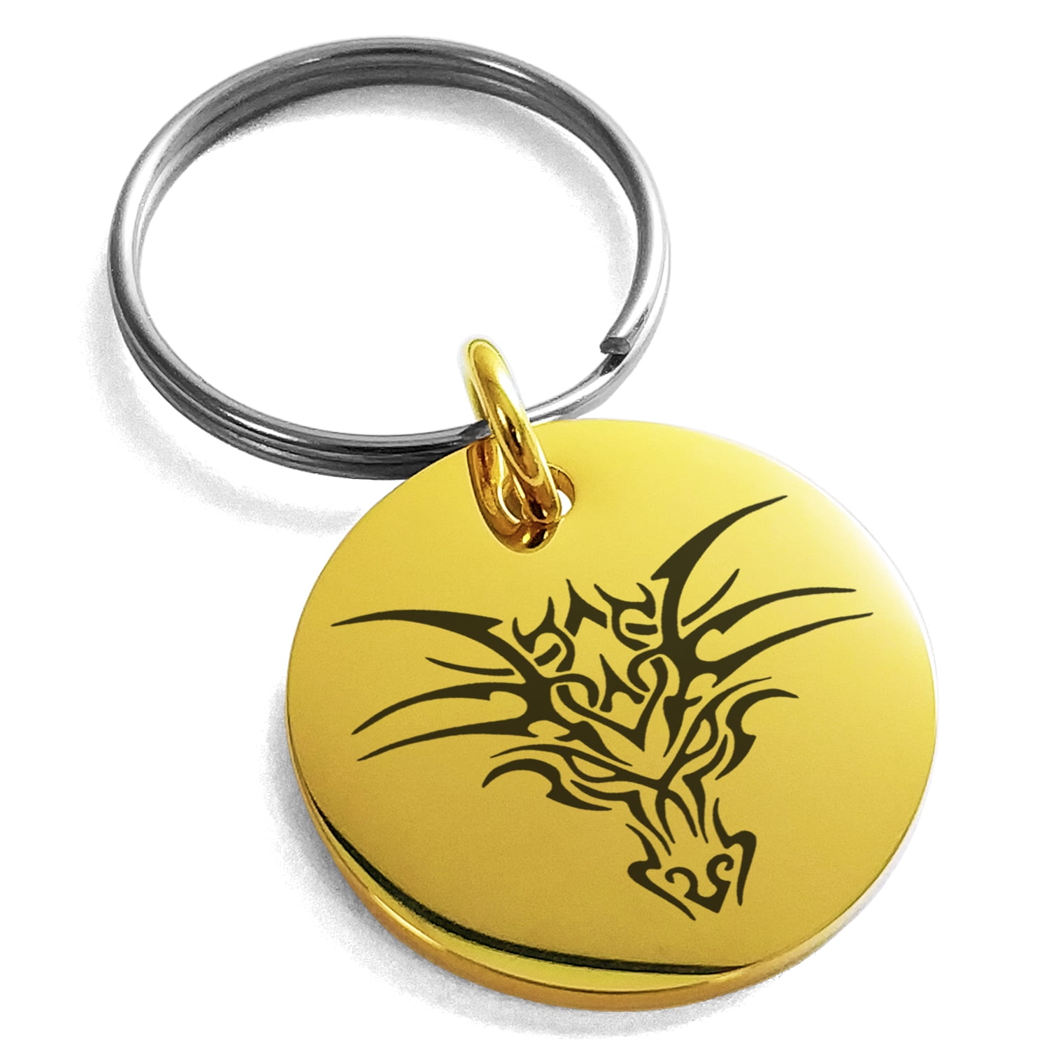 Tioneer Stainless Steel Oriental Dark Dragon Engraved Small Medallion ...