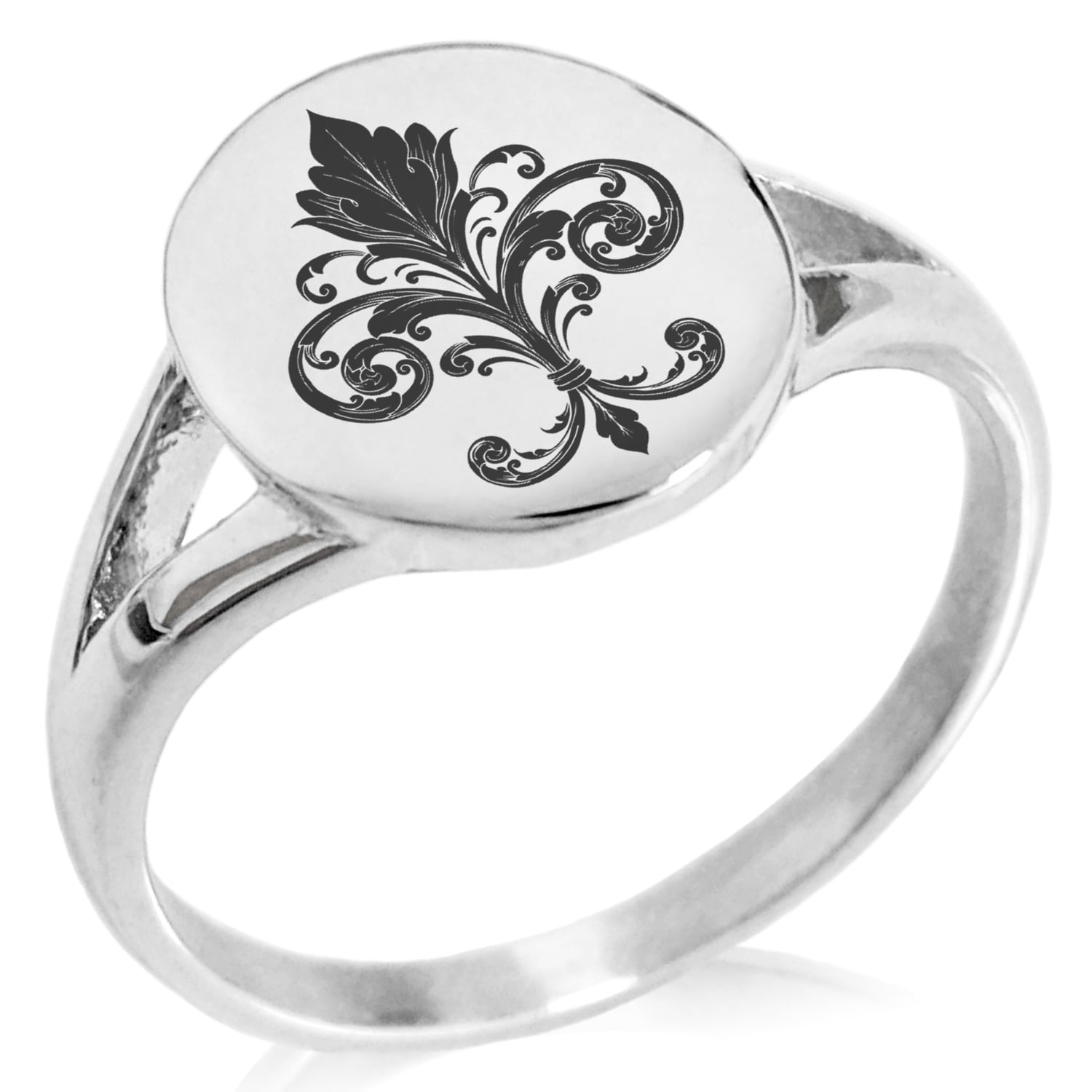 Tioneer Stainless Steel Ornate Fleur De Lis Minimalist Oval Top ...
