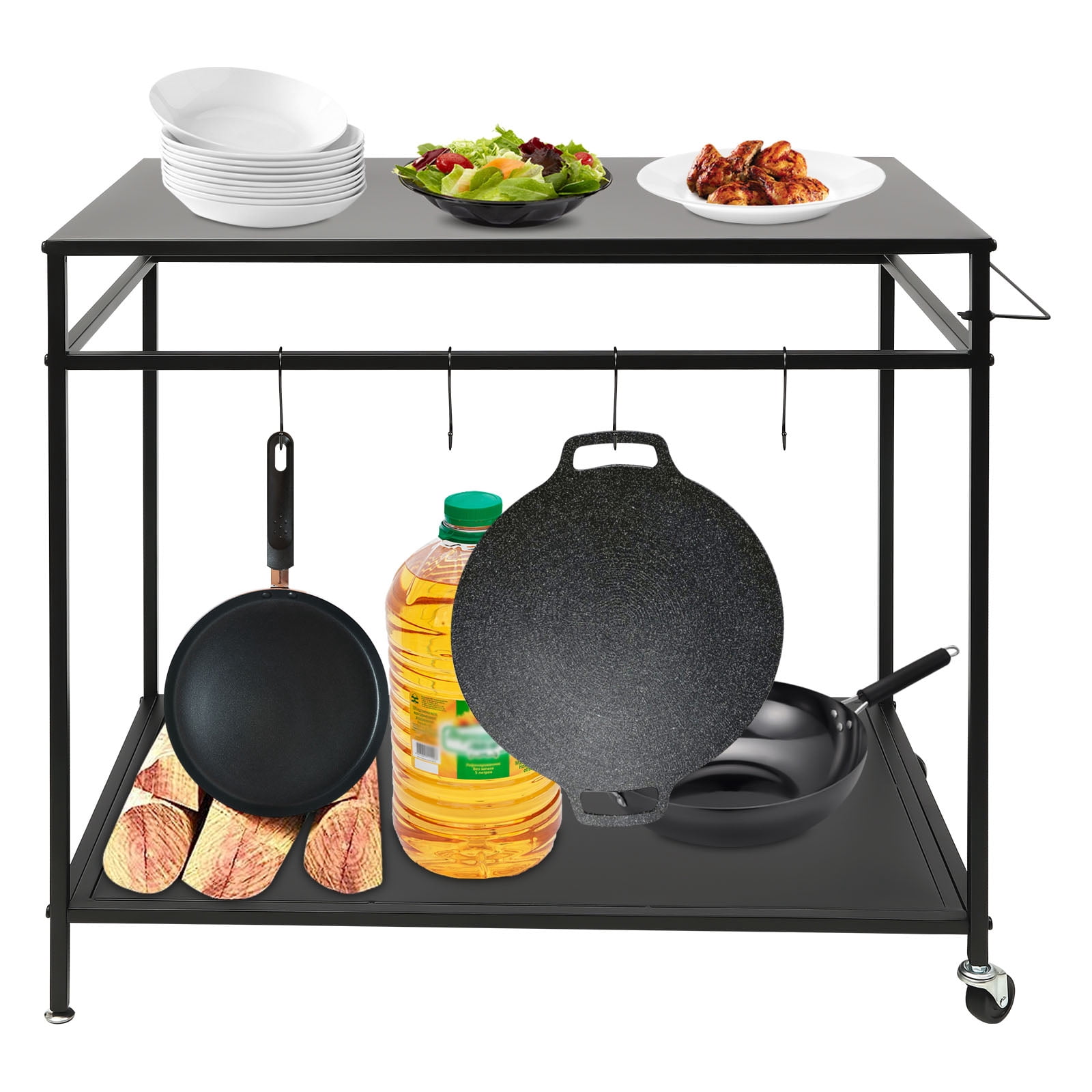 Stainless Steel Outdoor BBQ Cart Griddle Cooking Prep Table Outdoor ...