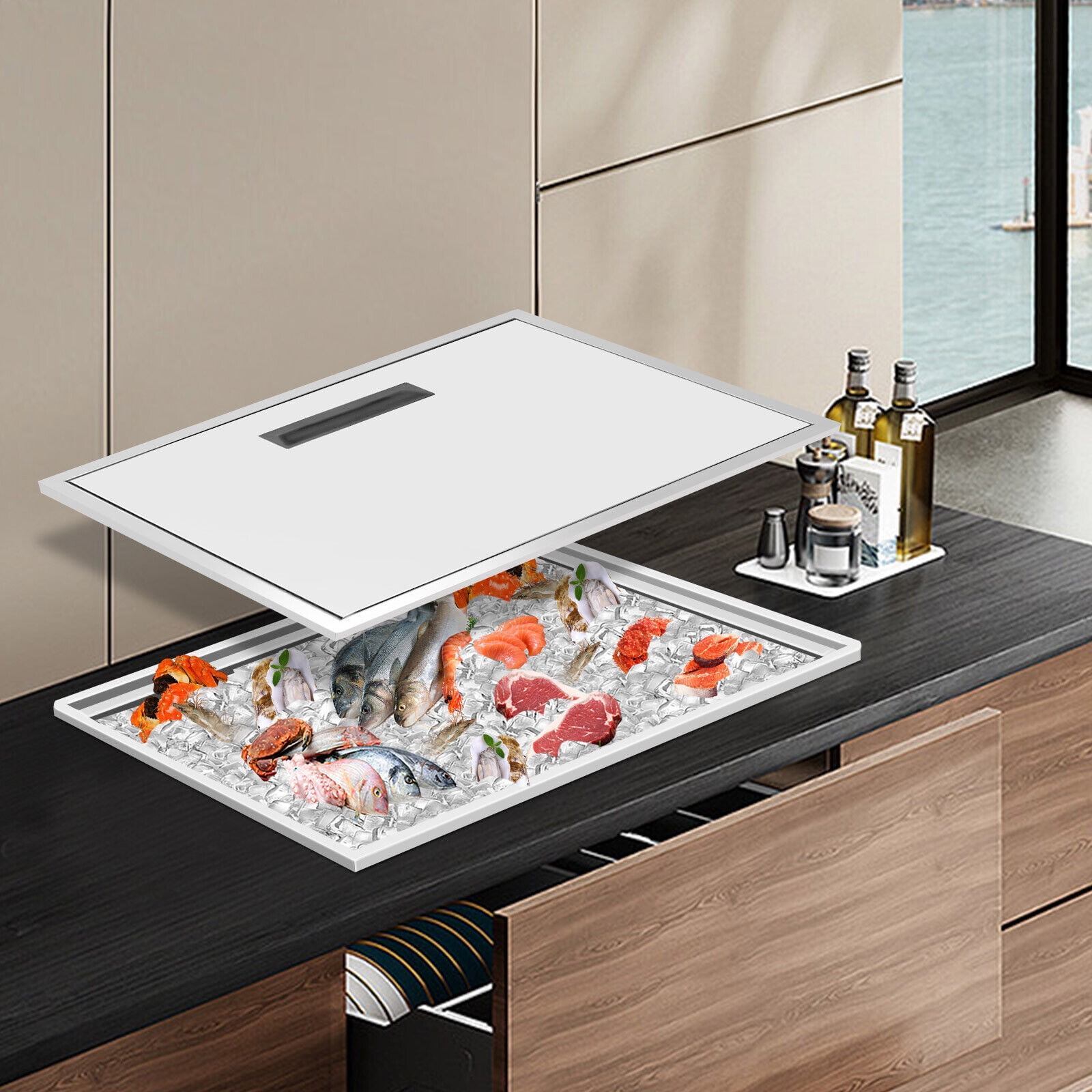 Stainless Steel Outdoor Indoor Drop-in Ice Chest Cooler Party bar Ice ...