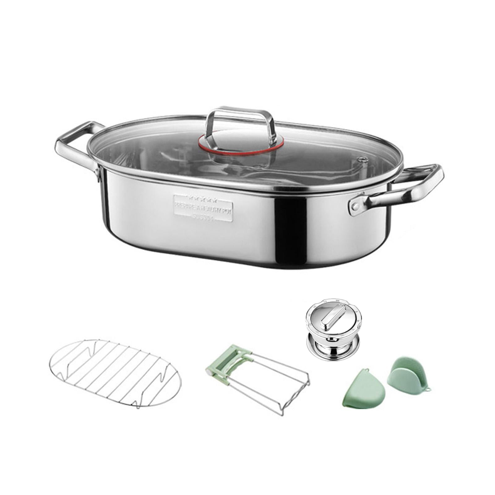 Stainless Steel Oval Fish Steamer with Steaming Rack Stock Pot for ...