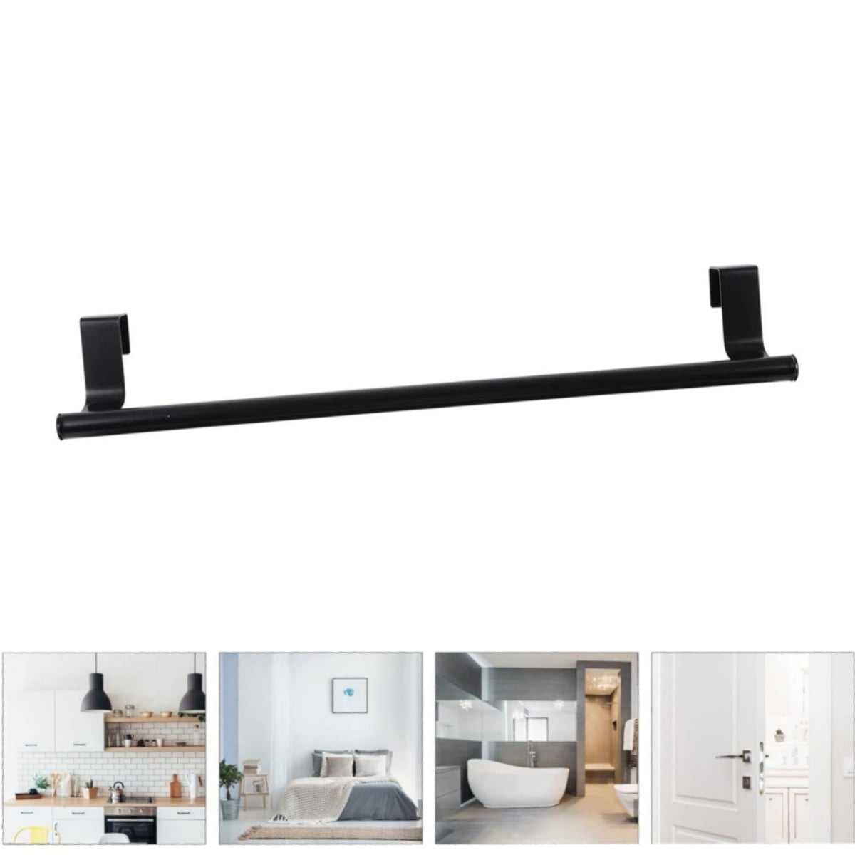 Stainless Steel Over Cabinet Towel Rack,QZS Black Reusable Cupboard Rack,14.2x2.4In Modern Over ...