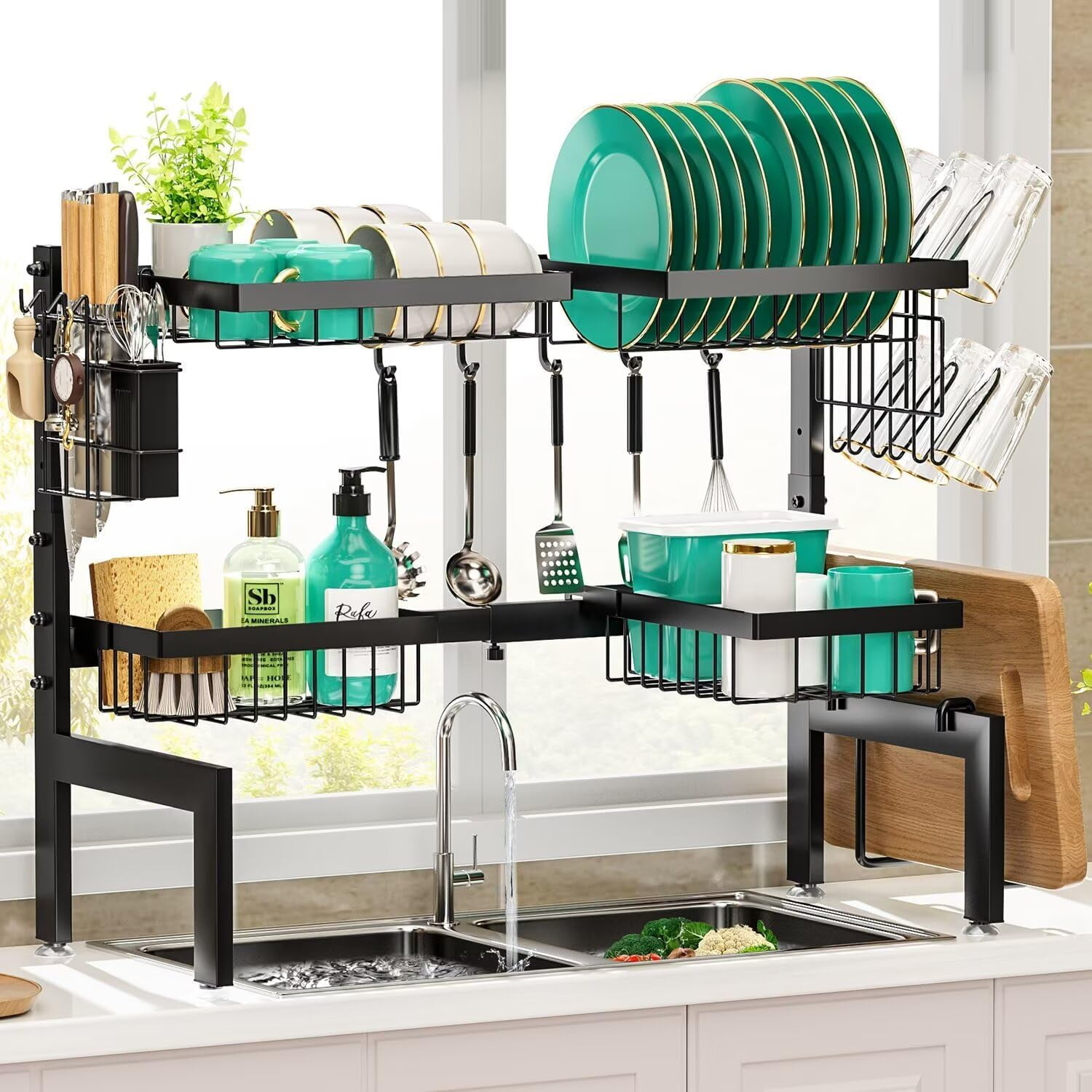 Stainless Steel Over The Sink Dish Drainer Drying Rack: 2-Tier | Space ...