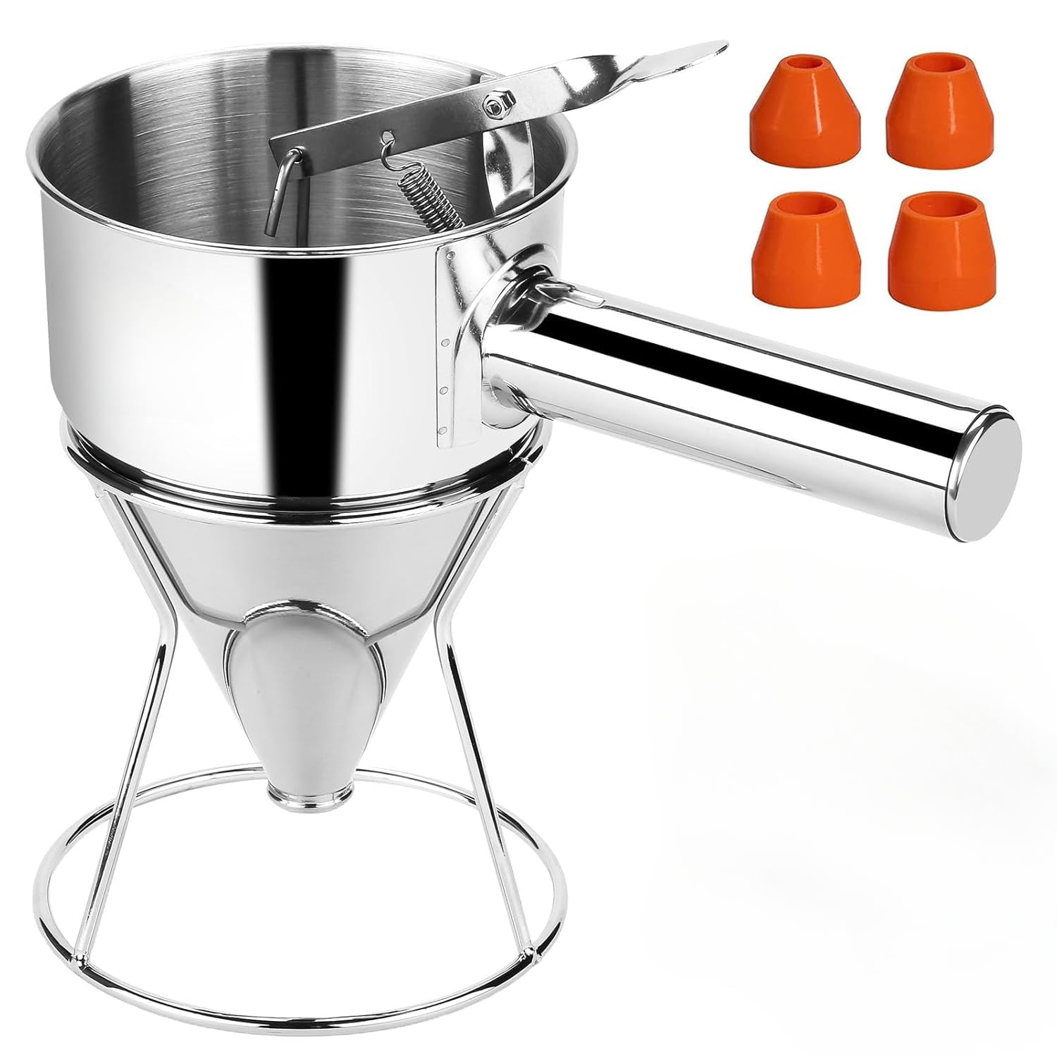 Stainless Steel Pancake Batter Dispenser with Squeeze Handle and Multi ...