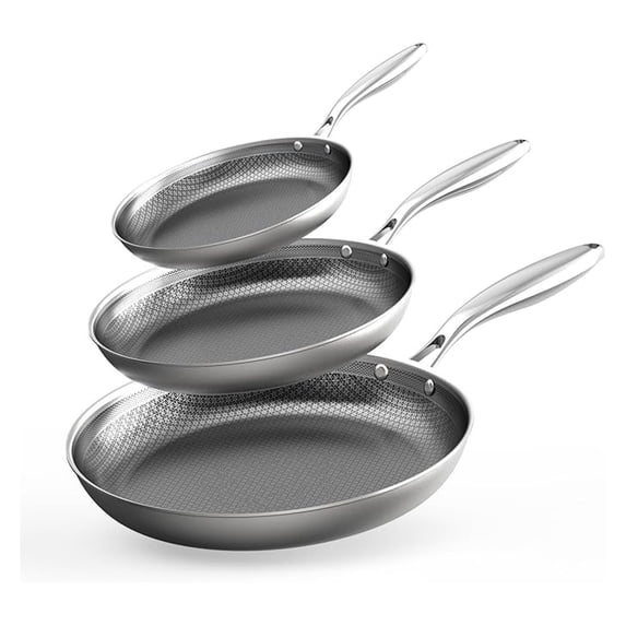 Stainless Steel Pans Set of 3 (8+10+12 Inch), Nonstick Frying Pans ...