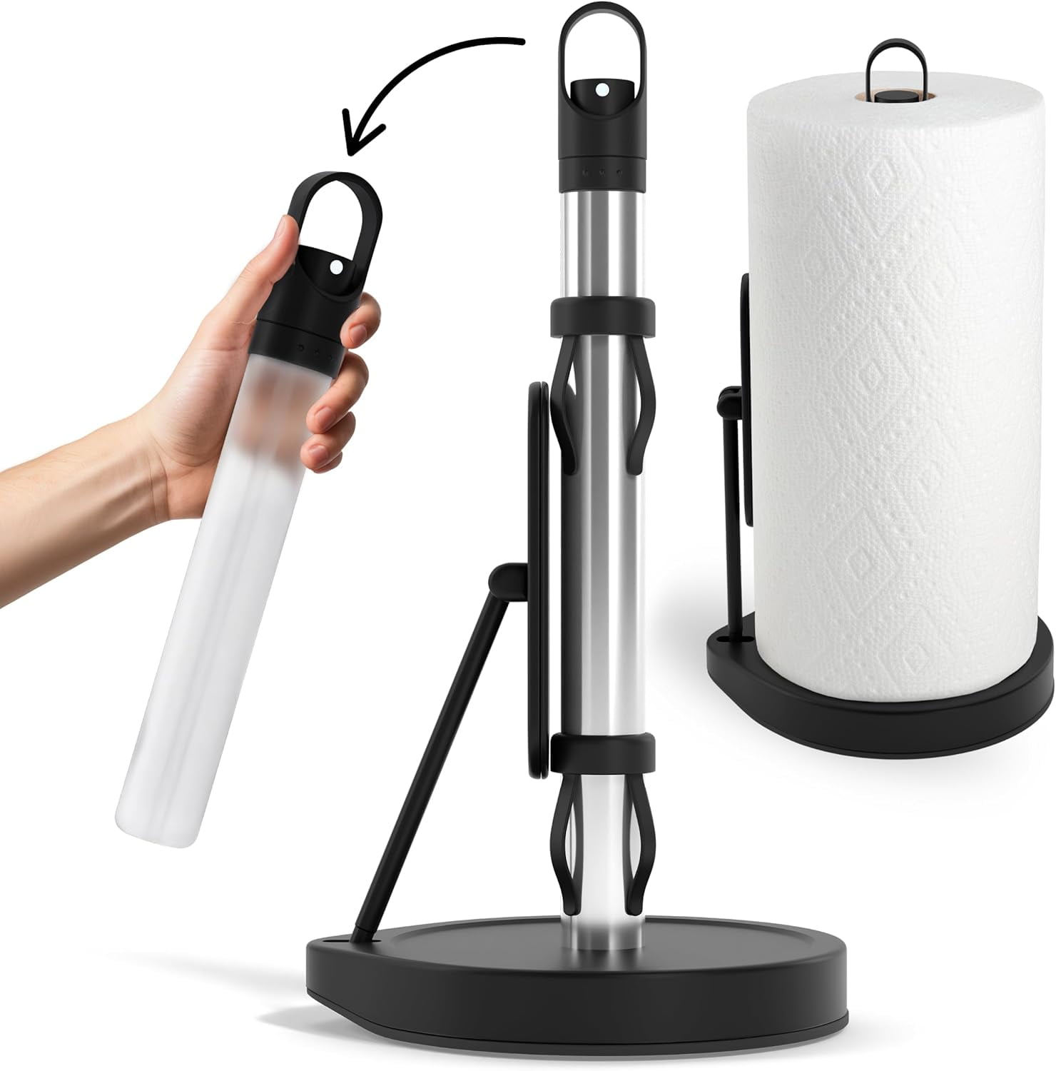 Stainless Steel Paper Towel Holder with Tension Arm and Spray Pump ...