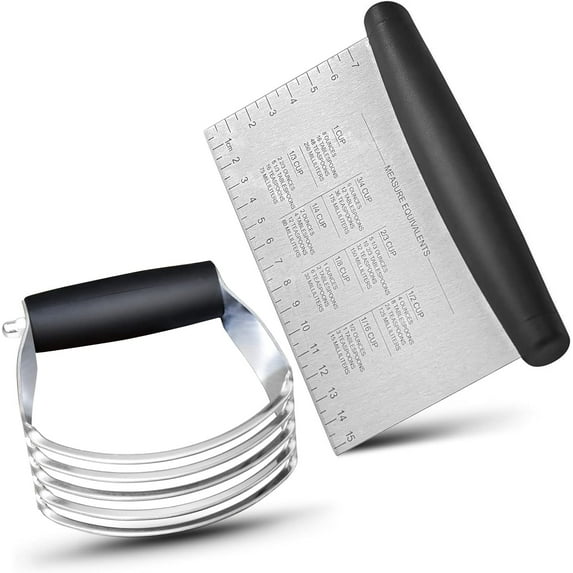 Stainless Steel Pastry Blender Cutter and Bench Scraper Set, Efficient ...