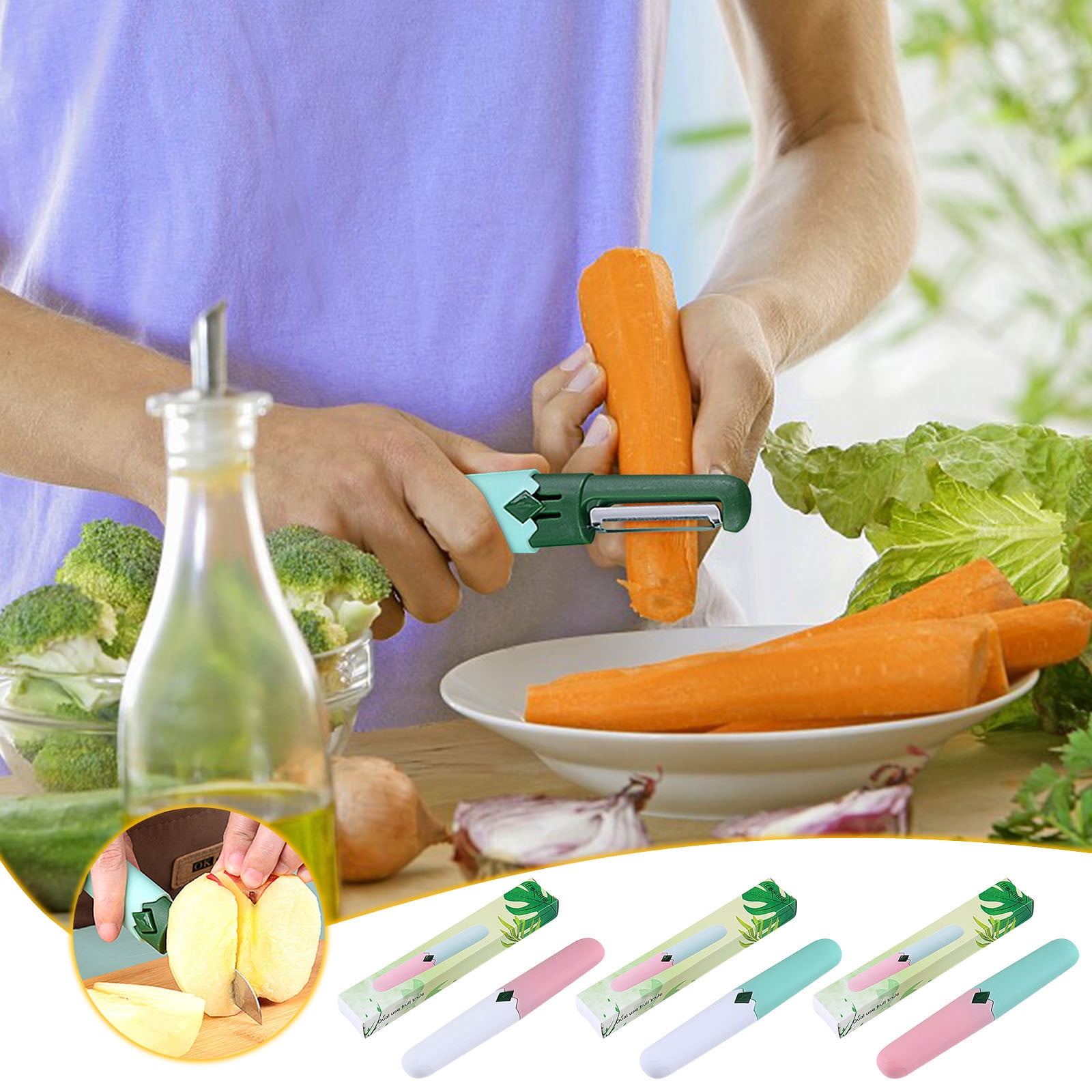Stainless Steel Peeling Knife | 2-in-1 Fruit Vegetable Paring Scraper ...