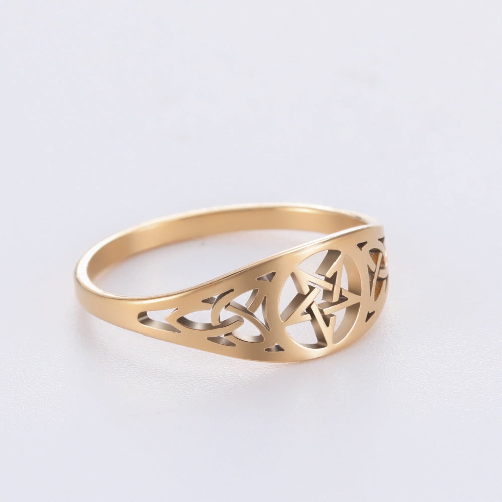 Stainless Steel Pentagram Star Ring: Retro Style Fashion Jewelry Gift ...