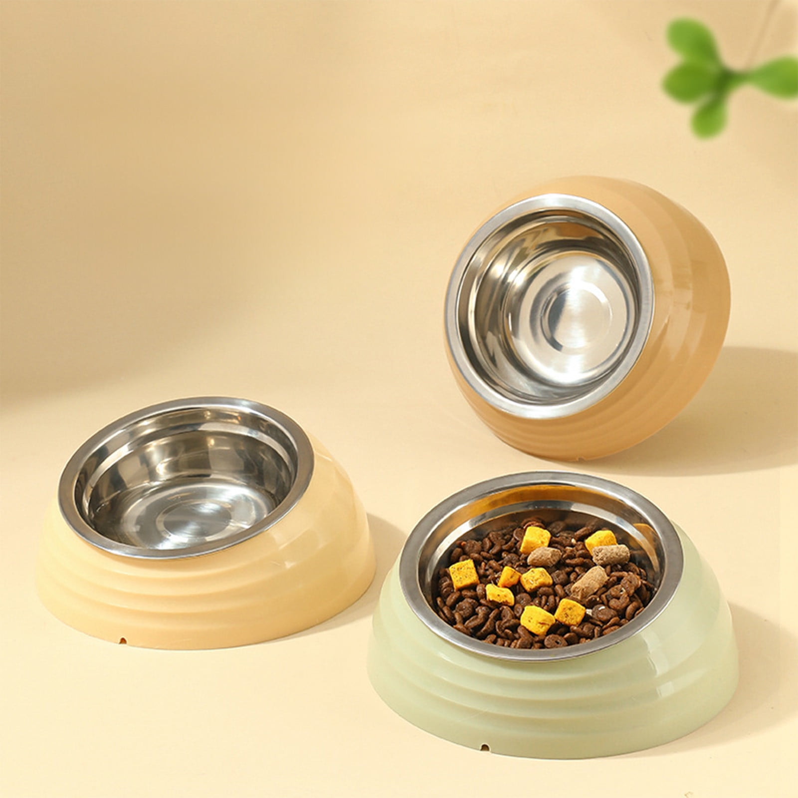 Stainless Steel Pet Bowl, Slant Design Feeder, Non-Slip Base + Neck ...