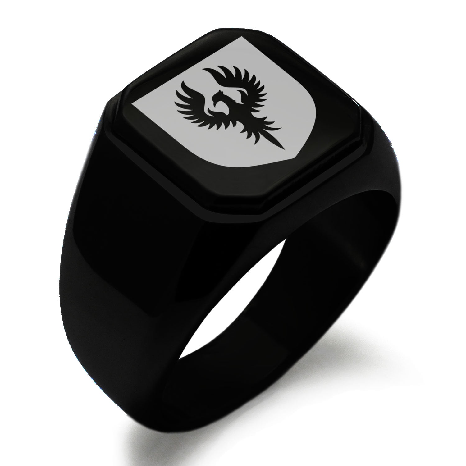 Stainless Steel Phoenix Resurrection Coat of Arms Shield Engraved ...