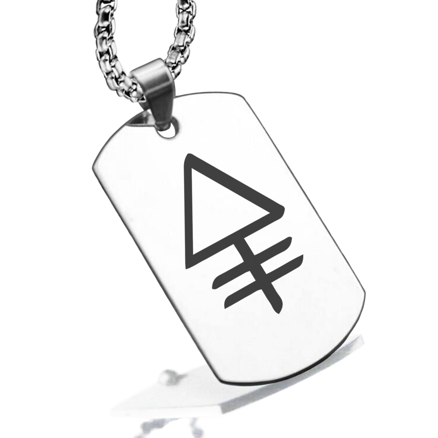 Stainless Steel Phosphorus Alchemy Symbol Dog Tag Pendant Necklace ...