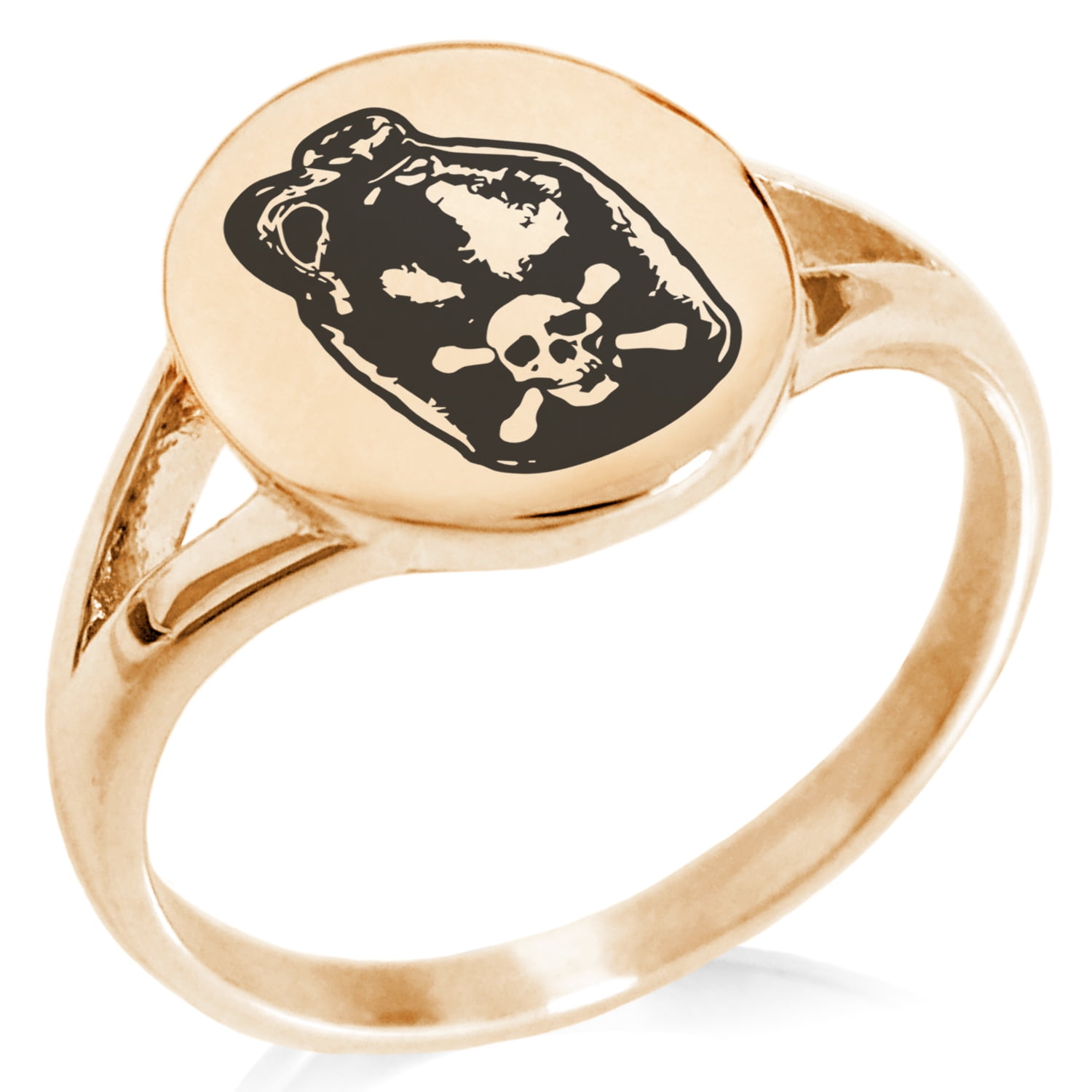 Stainless Steel Pirate Skull Crossbones Rum Minimalist Oval Top ...