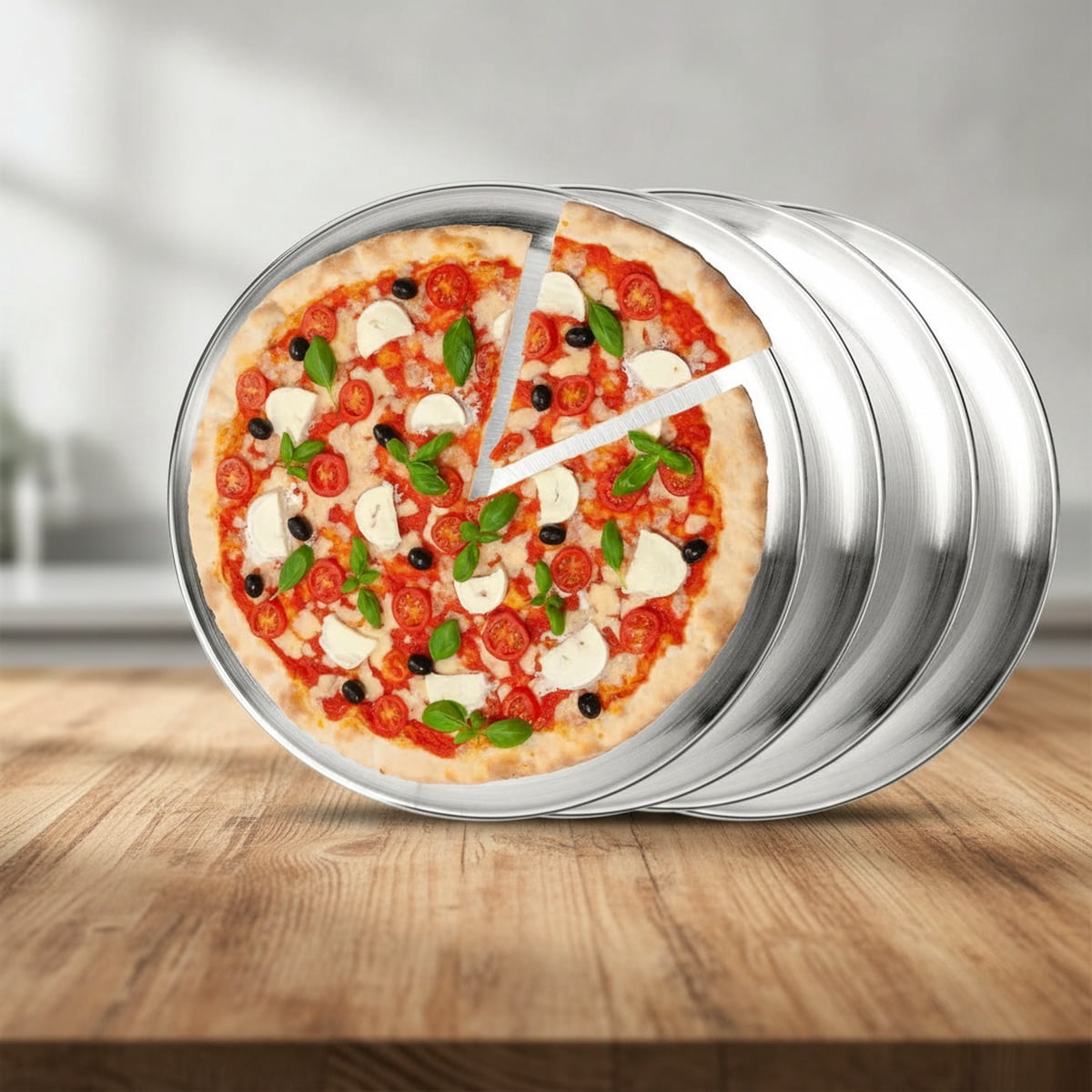 Stainless Steel Pizza Pan, Round Pizza Tray for Oven, Durable Crisper ...