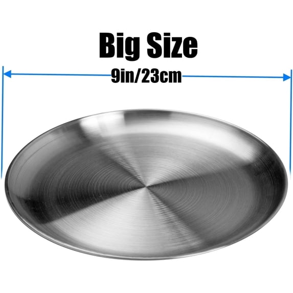 Stainless Steel Plates 9 inch 304 Metal Lightweight Dinner Dishes ...