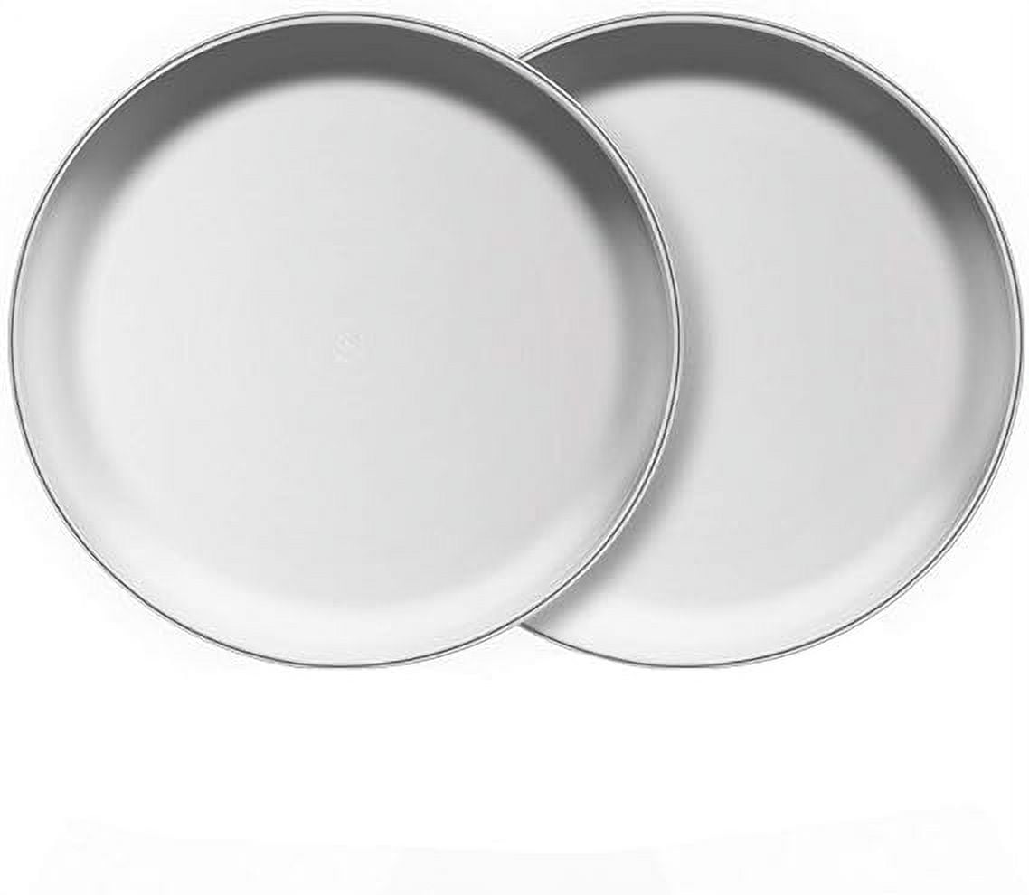 Stainless Steel Plates Set of 2, 8-inch Metal Dinner Plates for Kids ...