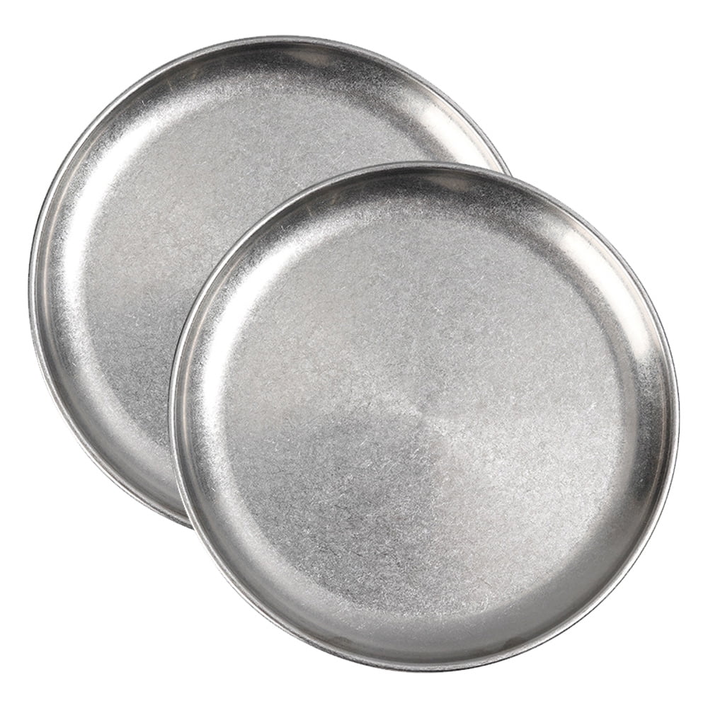 Stainless Steel Plates Set of 2 Metal Dinner Plates Snack plate,Camping ...