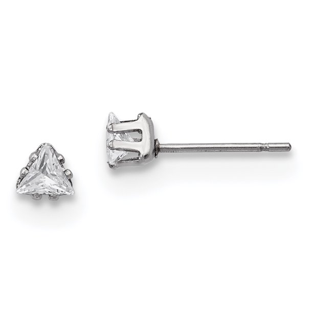 Stainless Steel Polished 4mm Triangle CZ Stud Post Earrings - Walmart.com