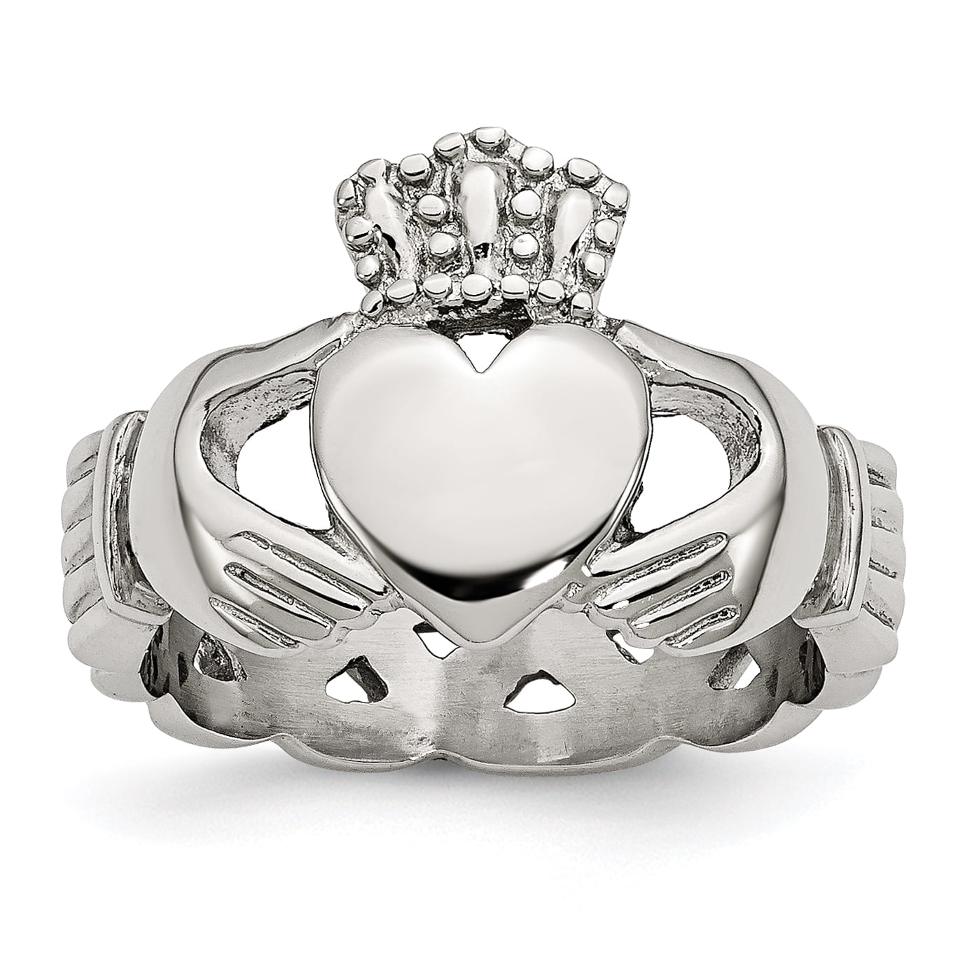 Stainless Steel Polished Braided Irish Claddagh Celtic Trinity Knot ...