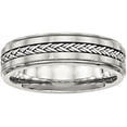 Stainless Steel Polished & Brushed w/Silver Braid Inlay Ring - Walmart.com