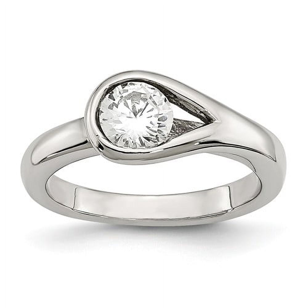 Stainless Steel Polished CZ Ring - Walmart.com