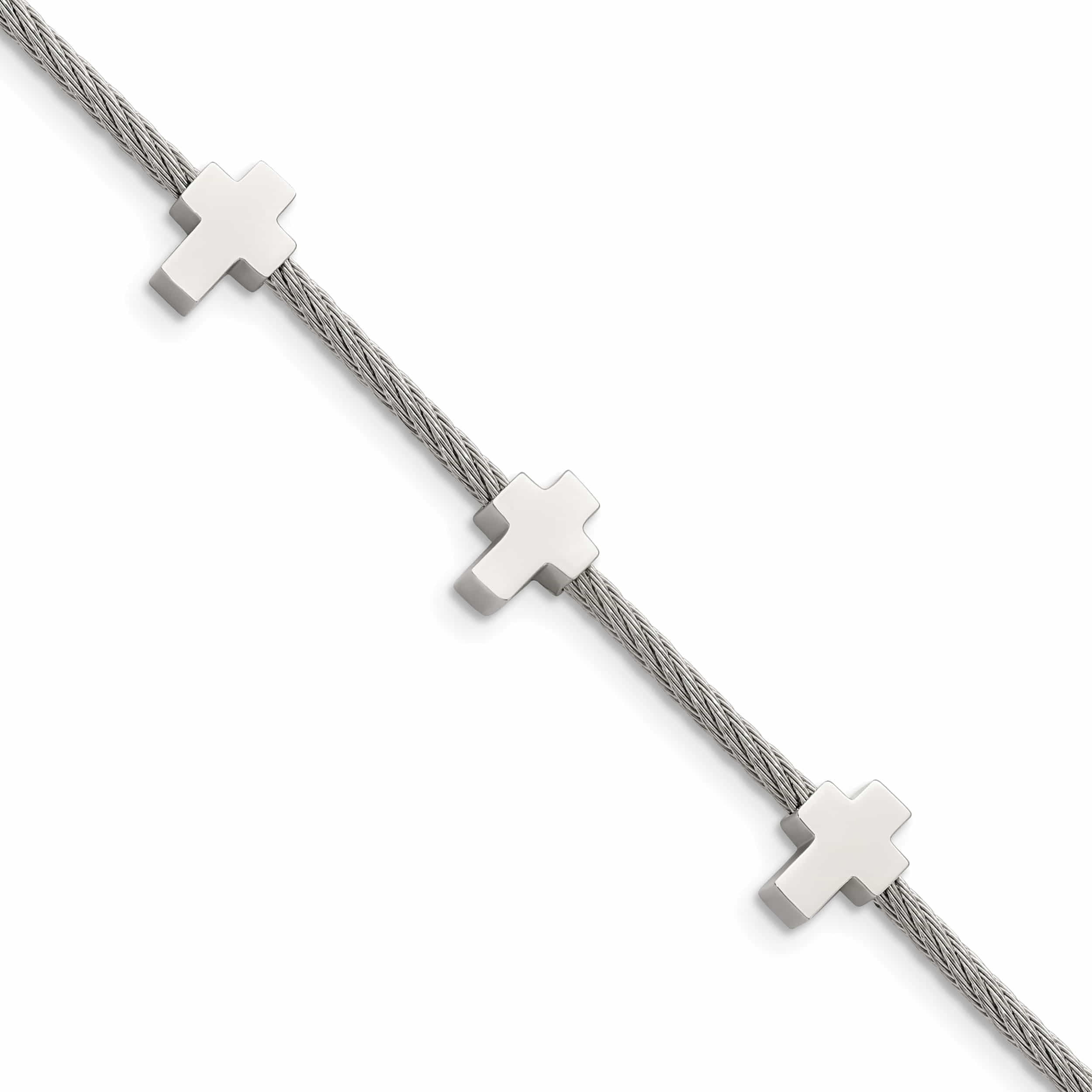 Stainless Steel Polished Crosses On Twisted Wire With .75In Ext ...