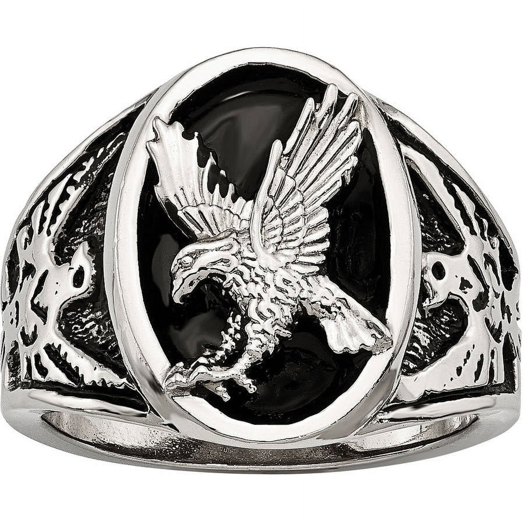 Stainless Steel Polished Enameled Eagle Ring, Available in Multiple ...