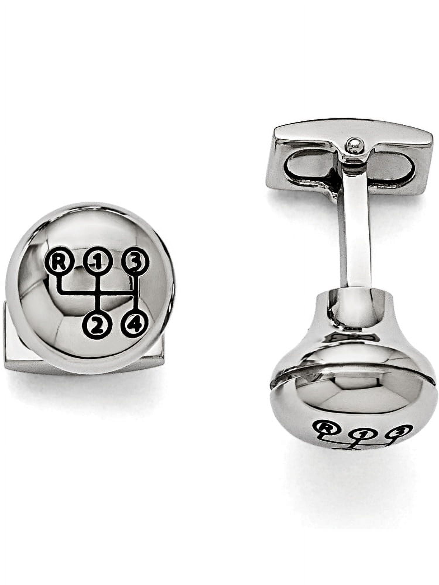 Stainless Steel Polished Stick Shift Design Enameled Cuff Links ...
