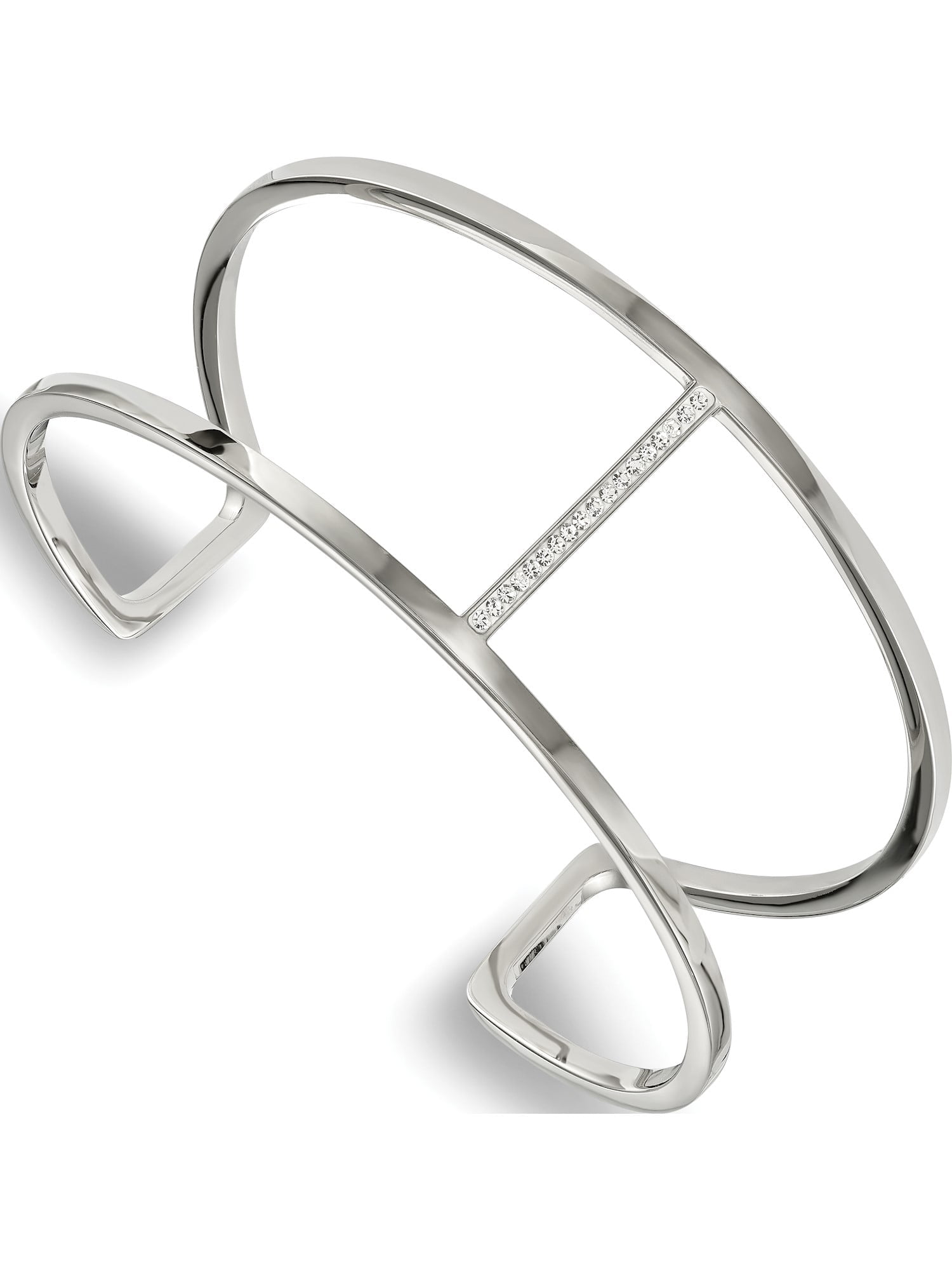 Stainless Steel Polished With Preciosa Crystal Cuff Bangle (7 X 29.5 ...