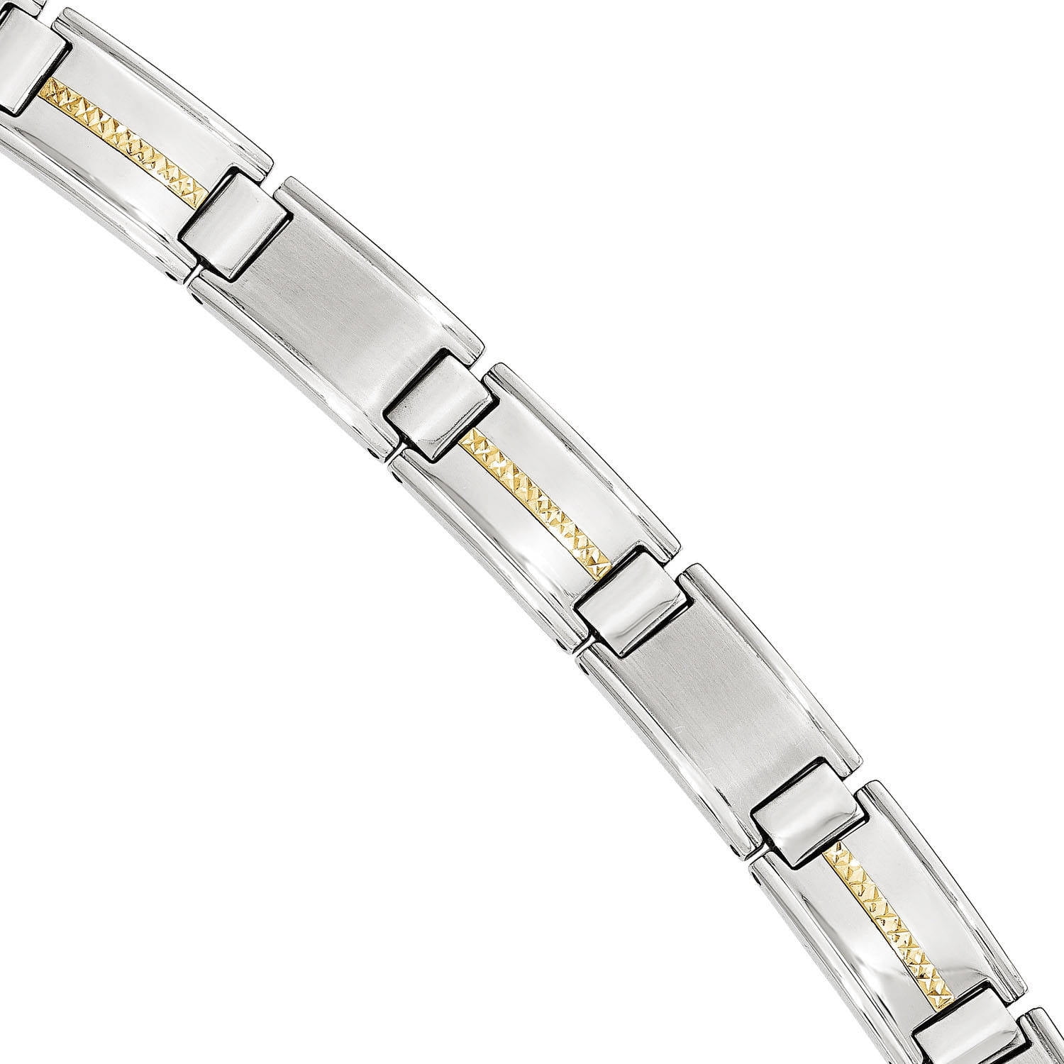 Stainless Steel Polished and Brushed 14kt Gold Link Bracelet - Walmart.com
