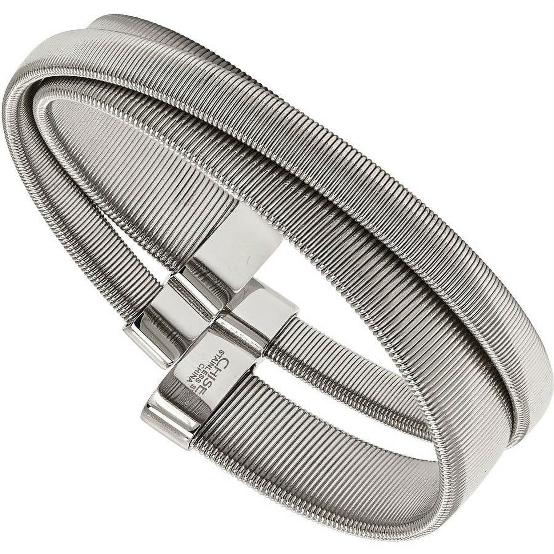 Stainless Steel Polished and Textured Moveable Cuff Bangle - Walmart.com