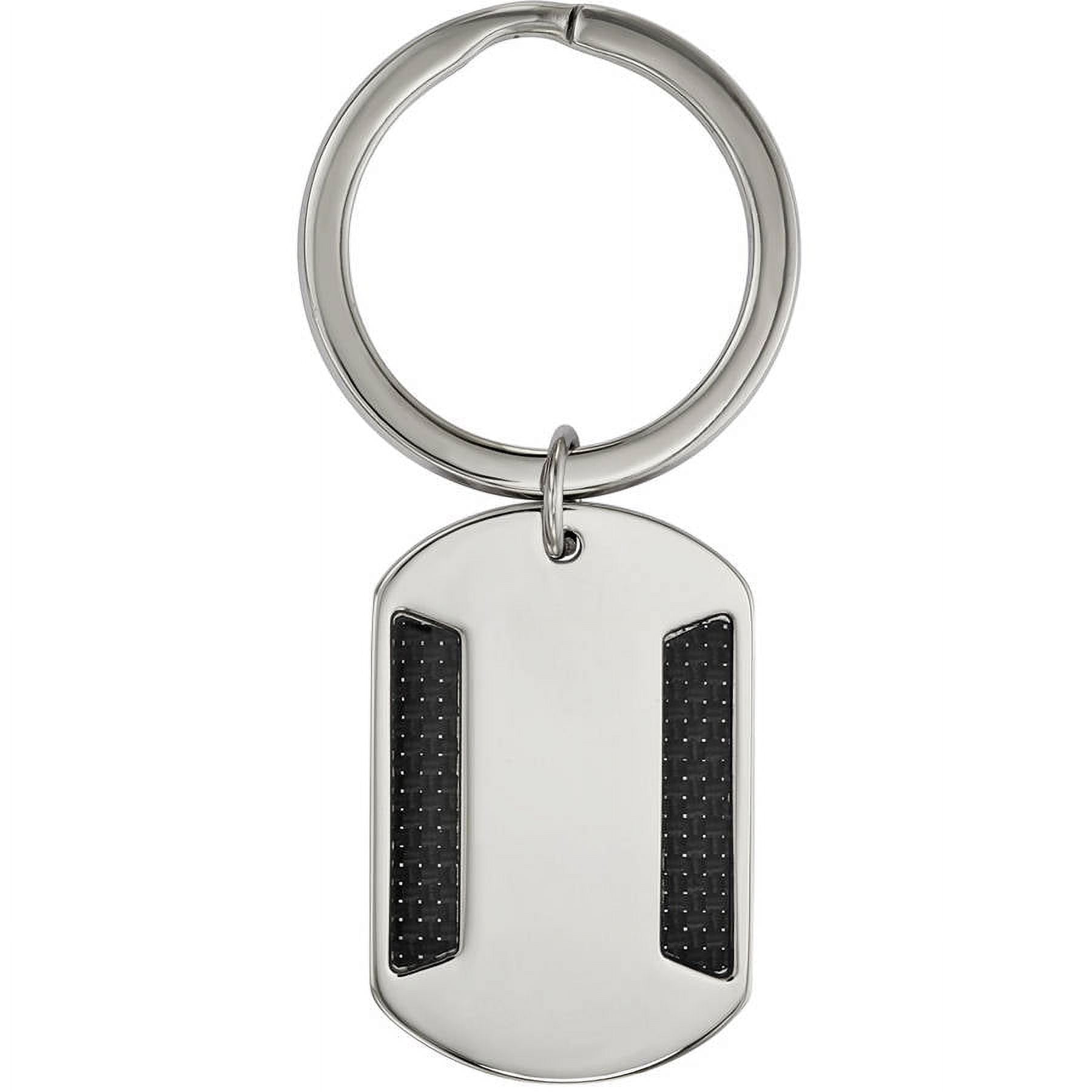 Stainless Steel Polished with Black Carbon Fiber Inlay Key Chain ...