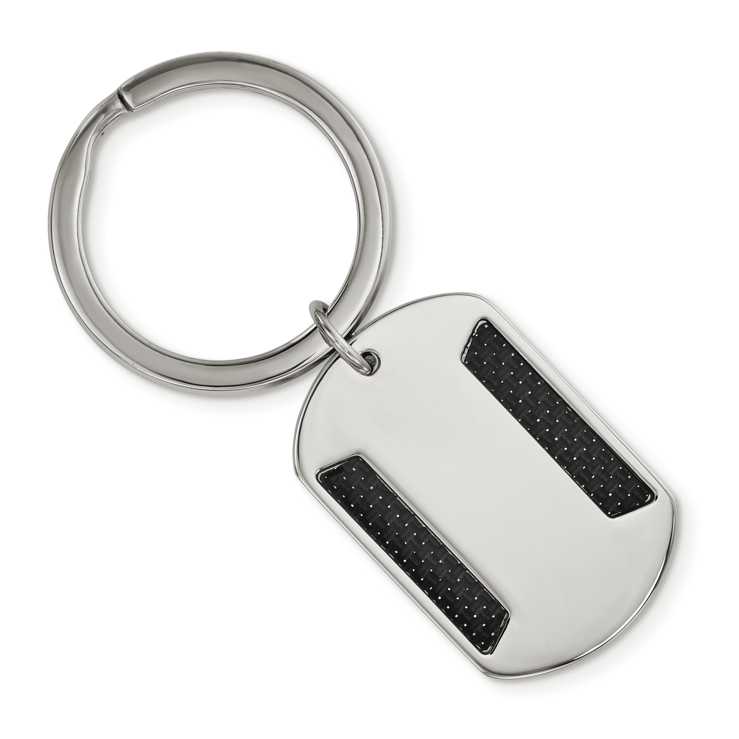 Stainless Steel Polished with Black Carbon Fiber Inlay Key Chain ...