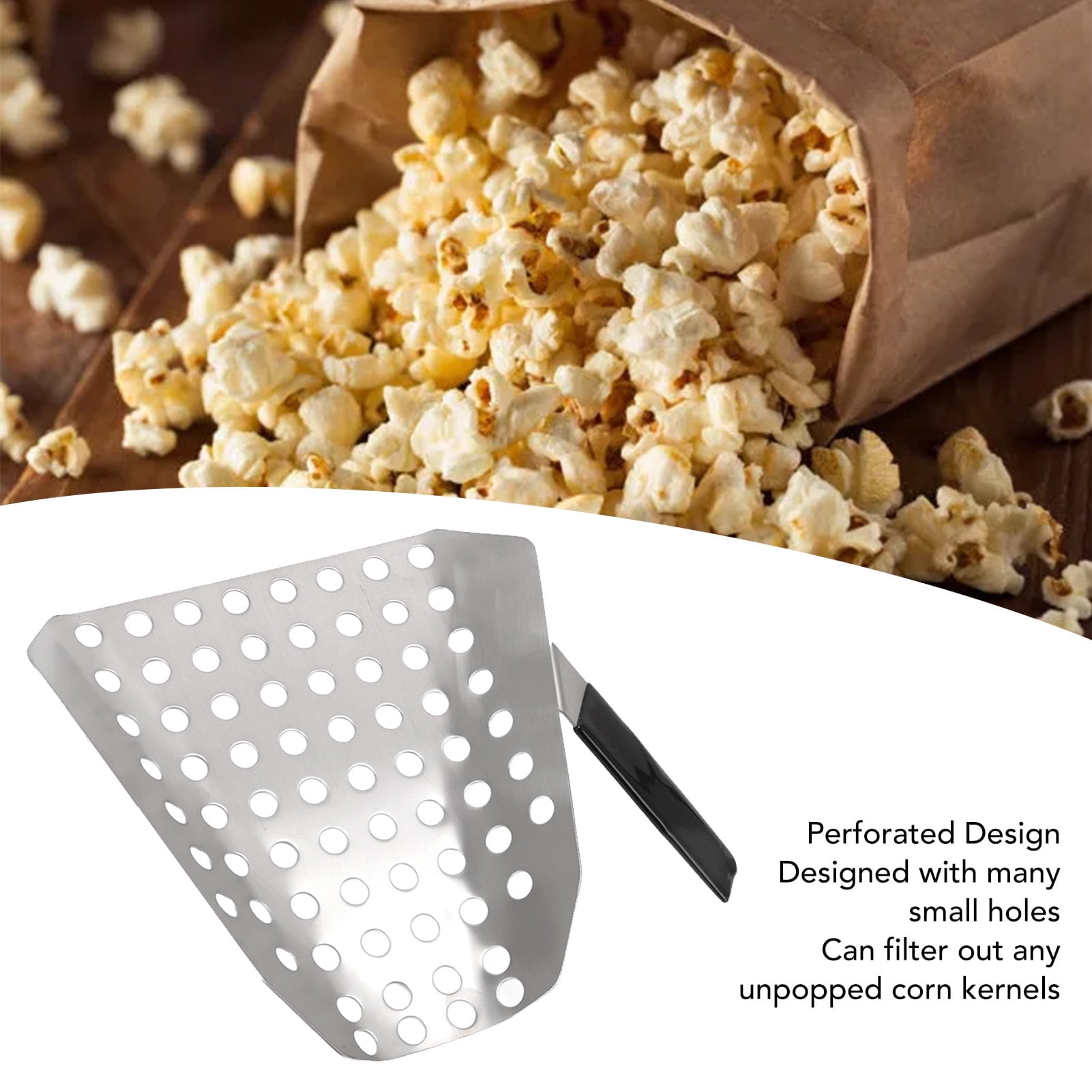 Stainless Steel Popcorn Scoop with Ergonomic Handle and Holes - Perfect ...