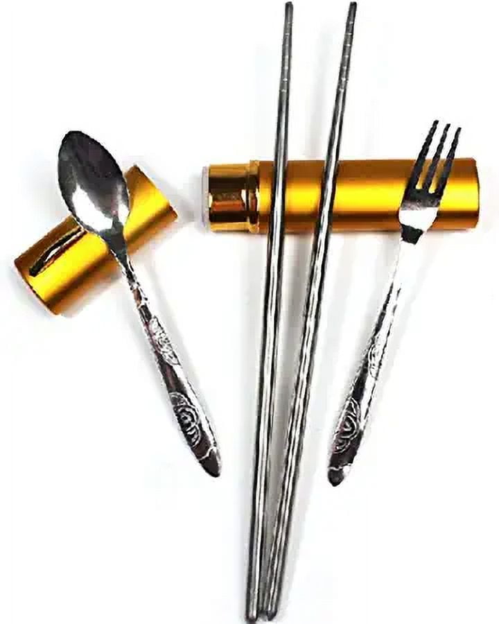 Stainless Steel Portable Chopstick Set with Spoon, Chopstick and Fork ...