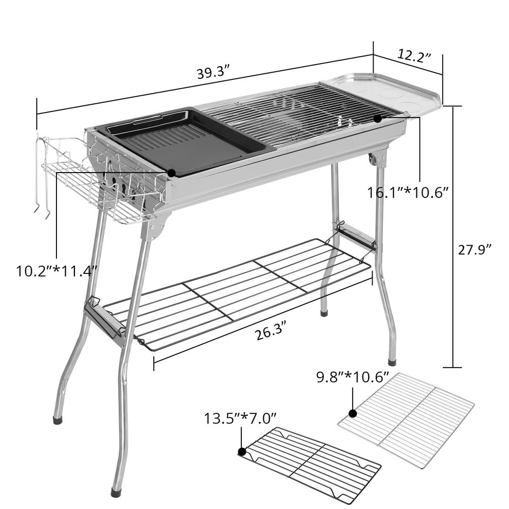 Stainless Steel Portable Folding Barbecue Charcoal Grill Stove Shish ...