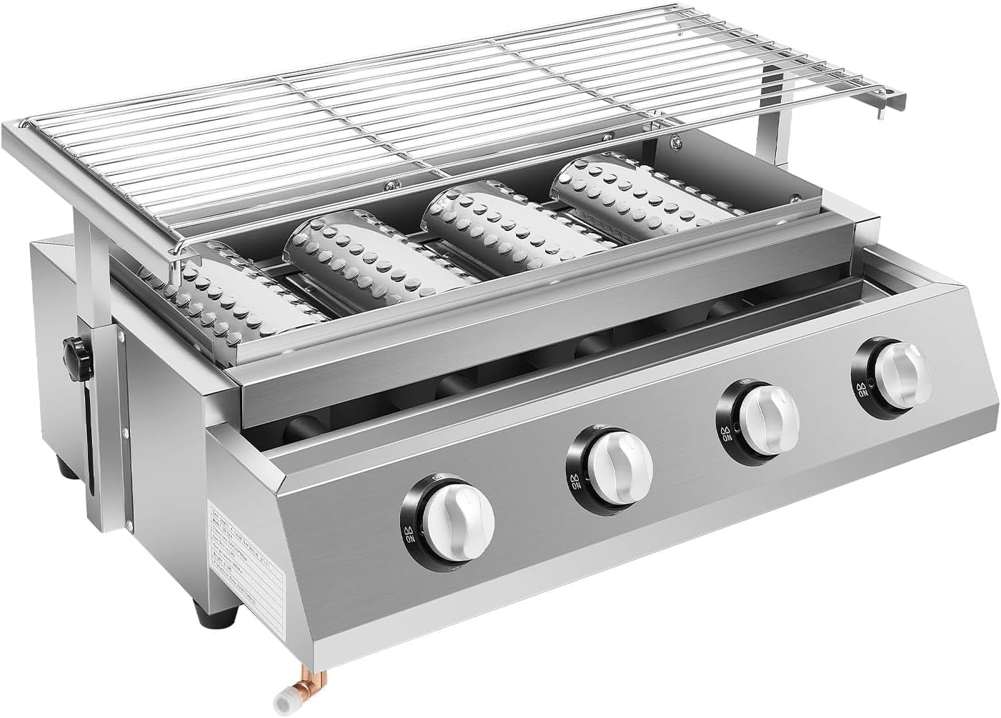 Stainless Steel Portable Grill, BBQ Tabletop Gas Grill, with 4 Burners ...