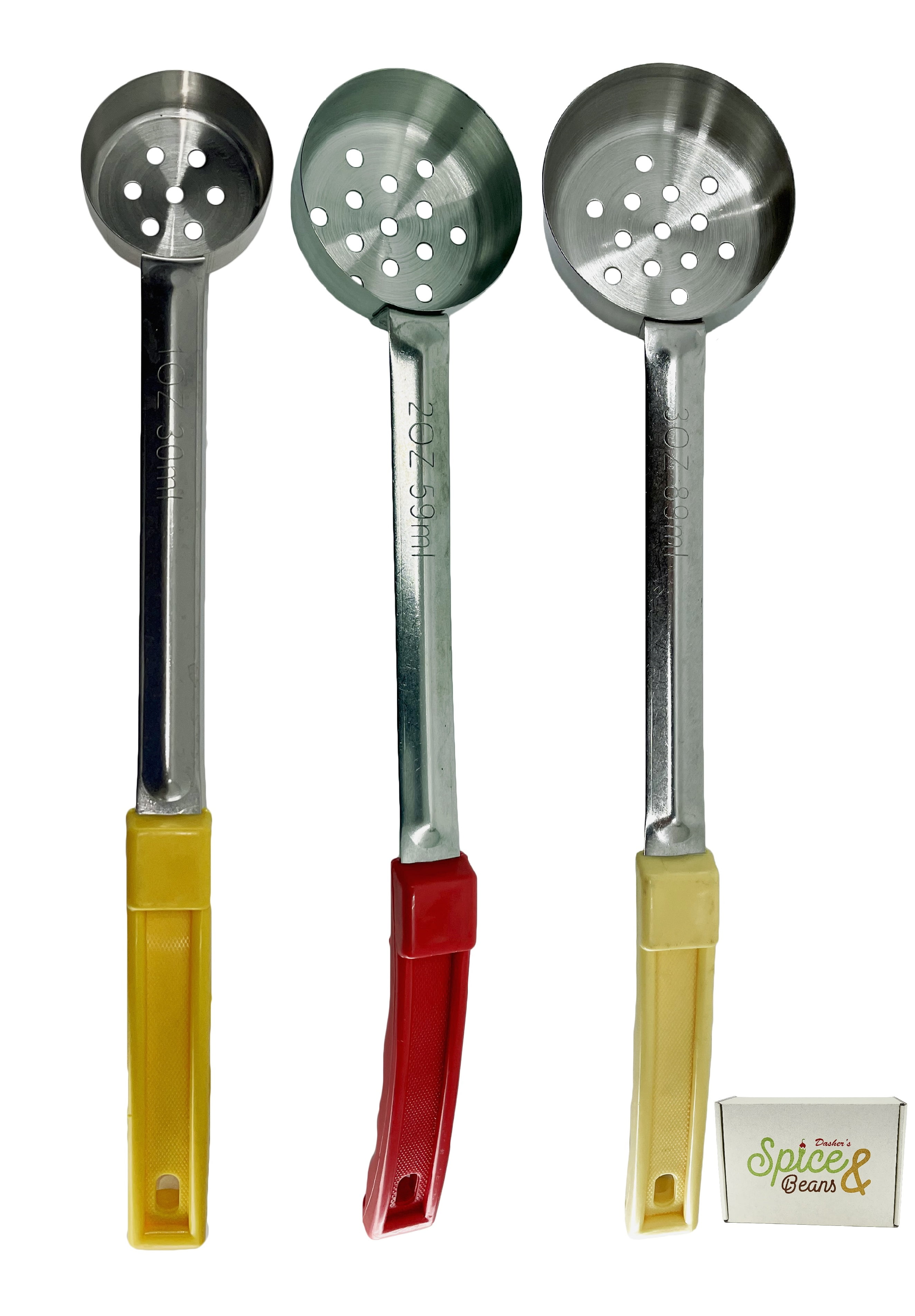 Stainless Steel Portion Control Perforated Serving Spoon 3-Piece Combo ...