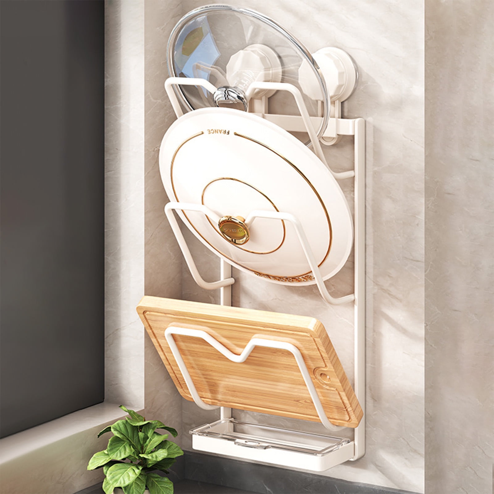 Stainless Steel Pot Lid Organizer, Double Suction Cup Design, Space ...