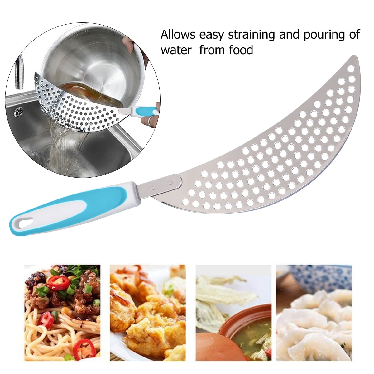 Stainless Steel Pot Strainer with Handle Pasta Strainer Pan Pot ...