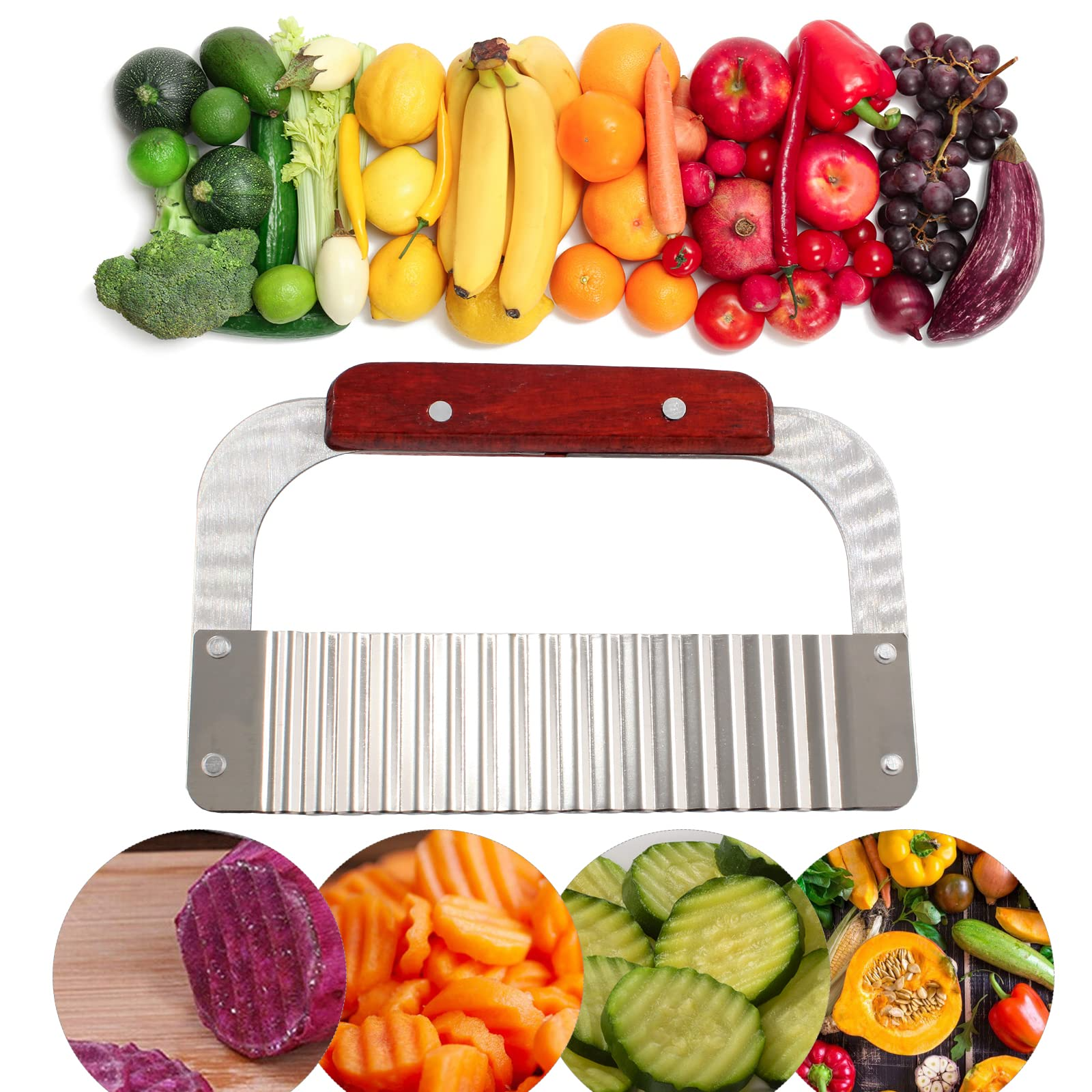 Stainless Steel Potato Cutter Wavy Chopper Knife, Potato Crinkle Cutter ...