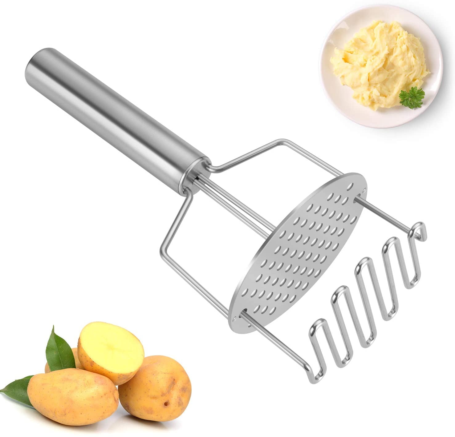 Stainless Steel Potato Masher, Dual Function Design, Kitchen Tool for ...