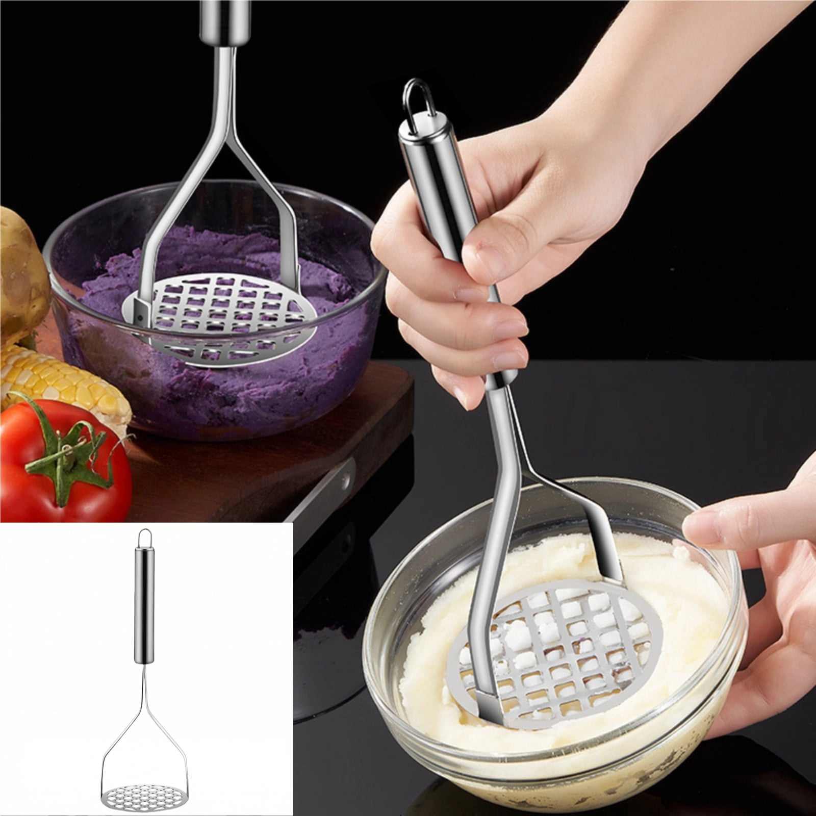 Stainless Steel Potato Masher & Food Press | 10.03-Inch Heavy Duty ...