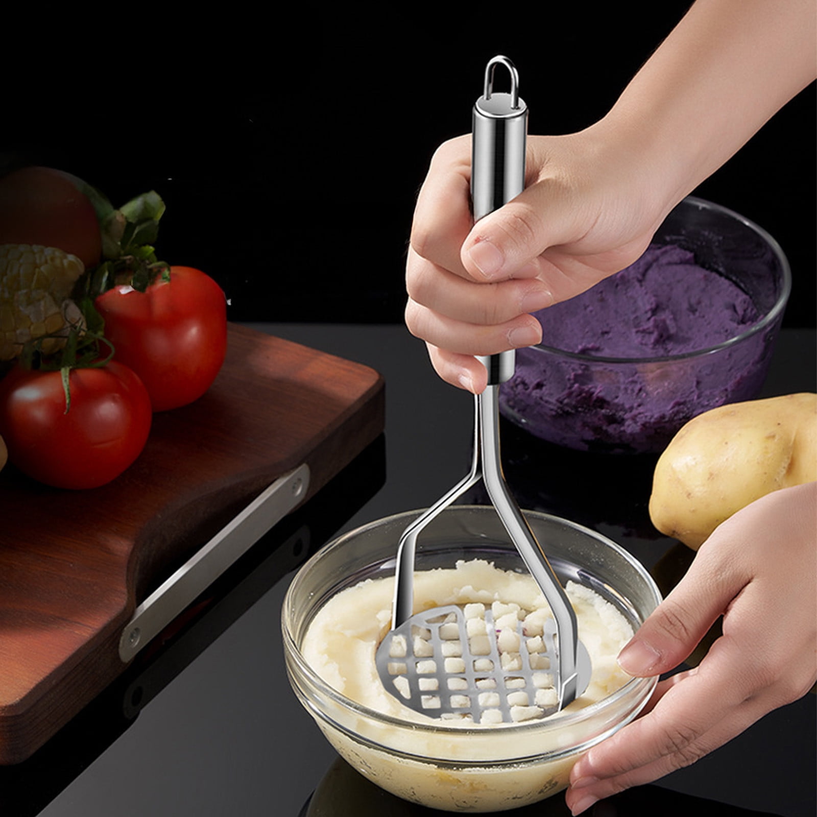 Stainless Steel Potato Masher,Heavy Duty Food Masher and Crusher for ...
